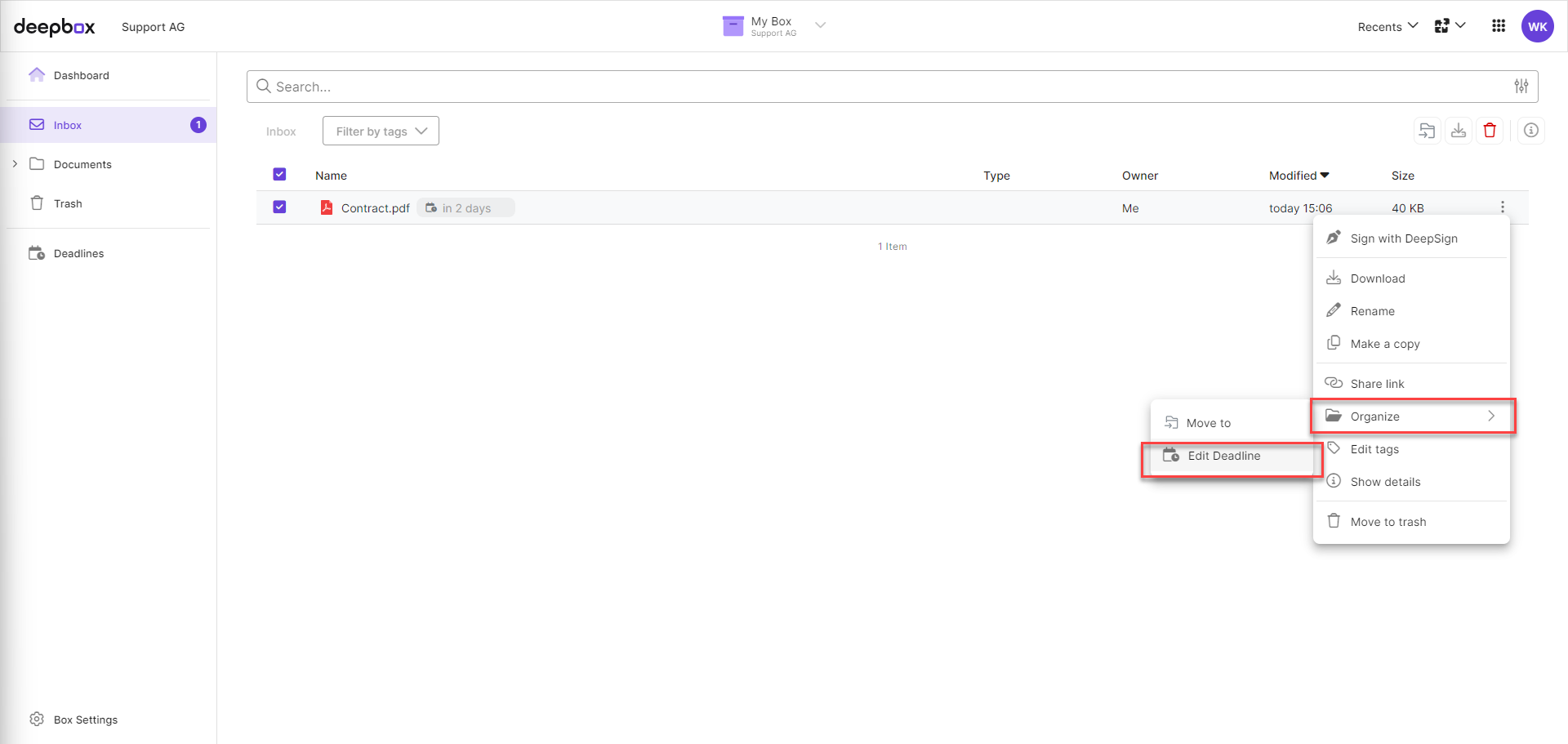 How to work with deadlines | DeepCloud Support