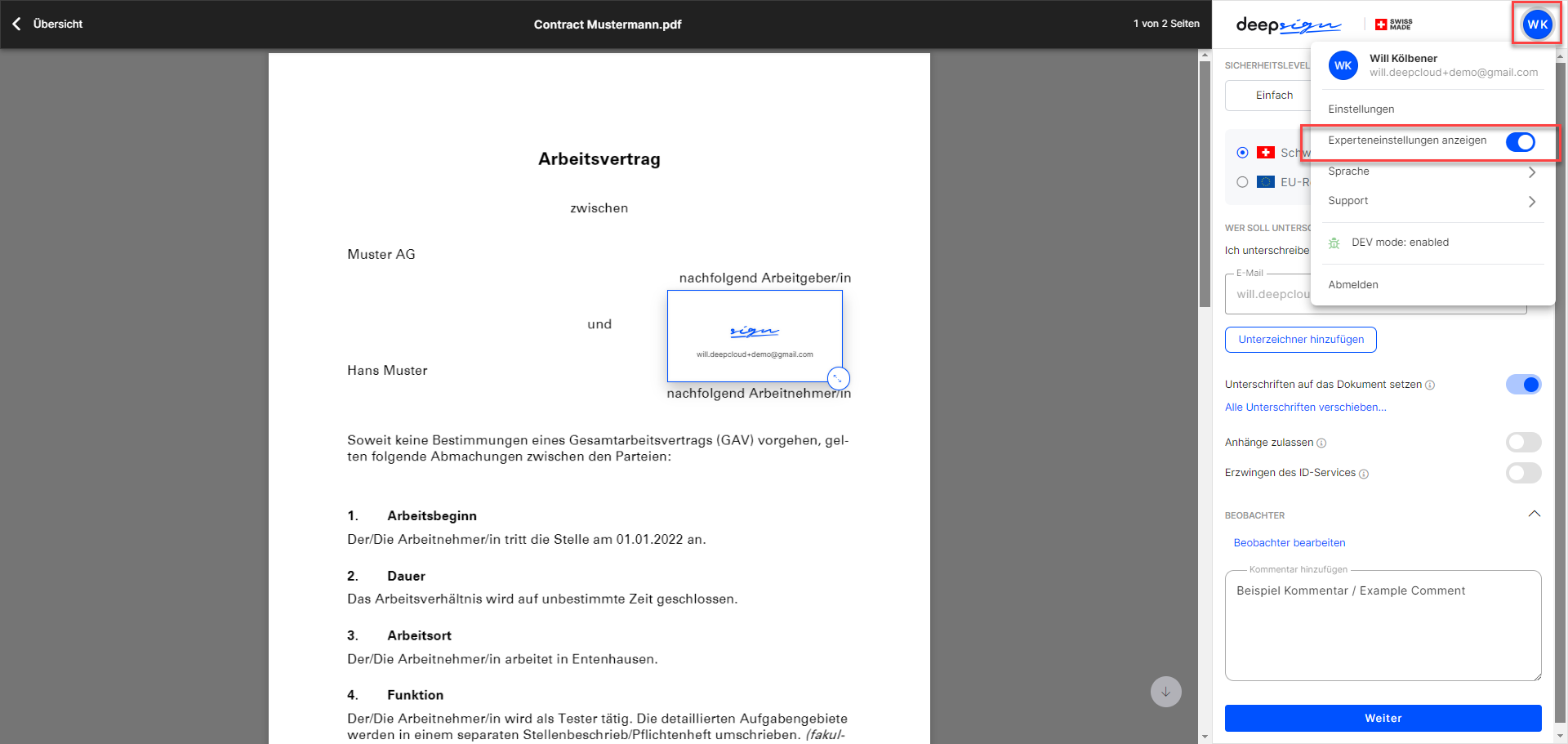 DeepSign FES - Fortgeschritten signieren | DeepCloud Support