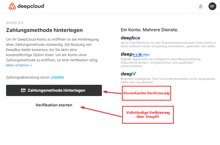 Verifikation des Profils | DeepCloud Support