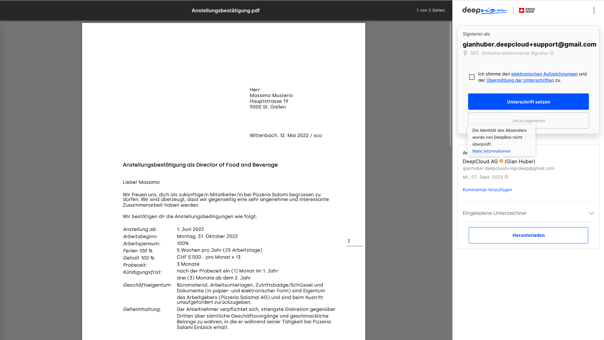 DeepSign verification status | DeepCloud Support