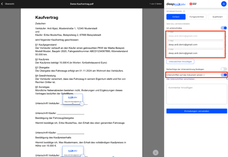 Multiple visual signature - Support