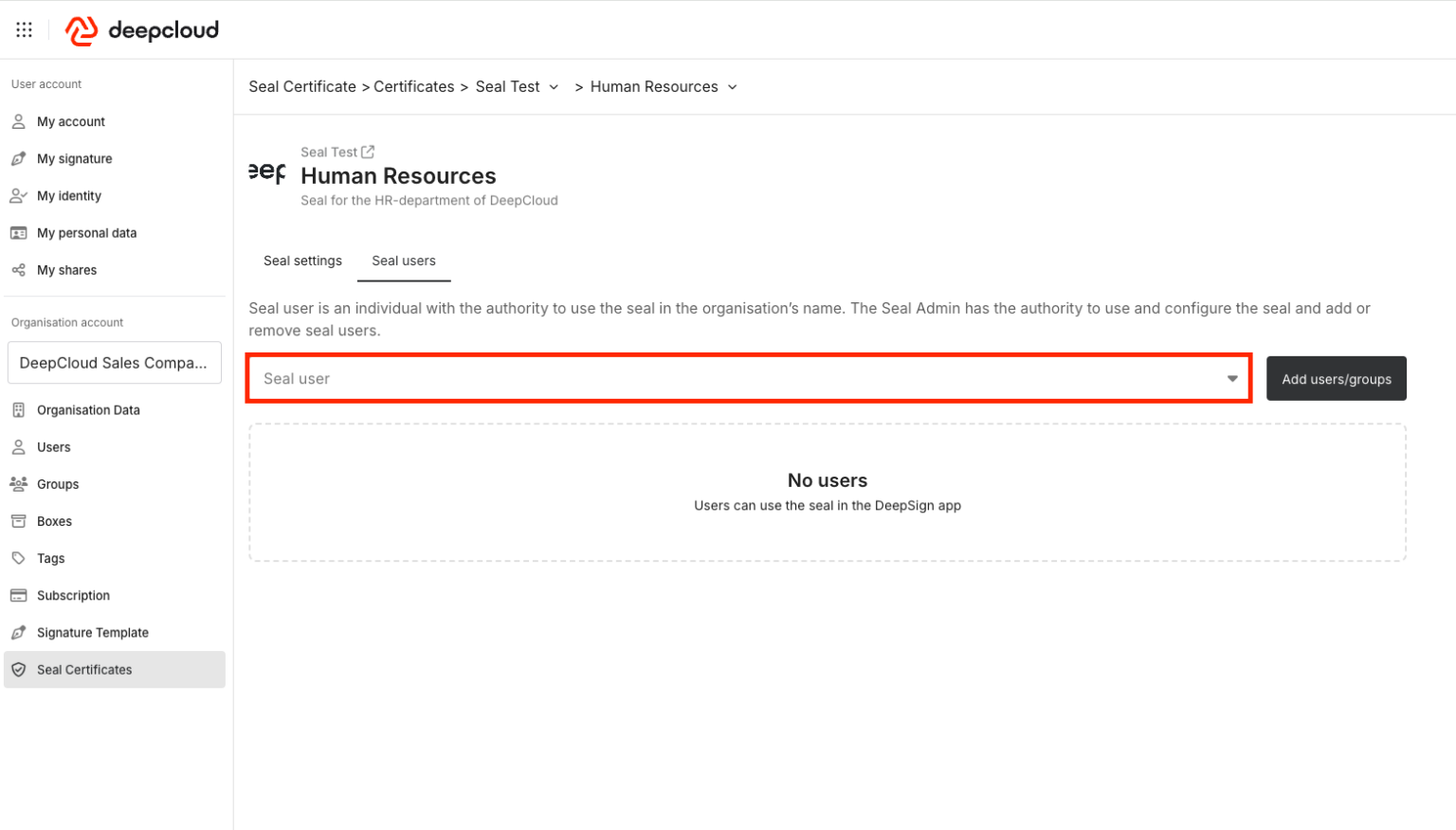 Seal Setup | DeepCloud Support