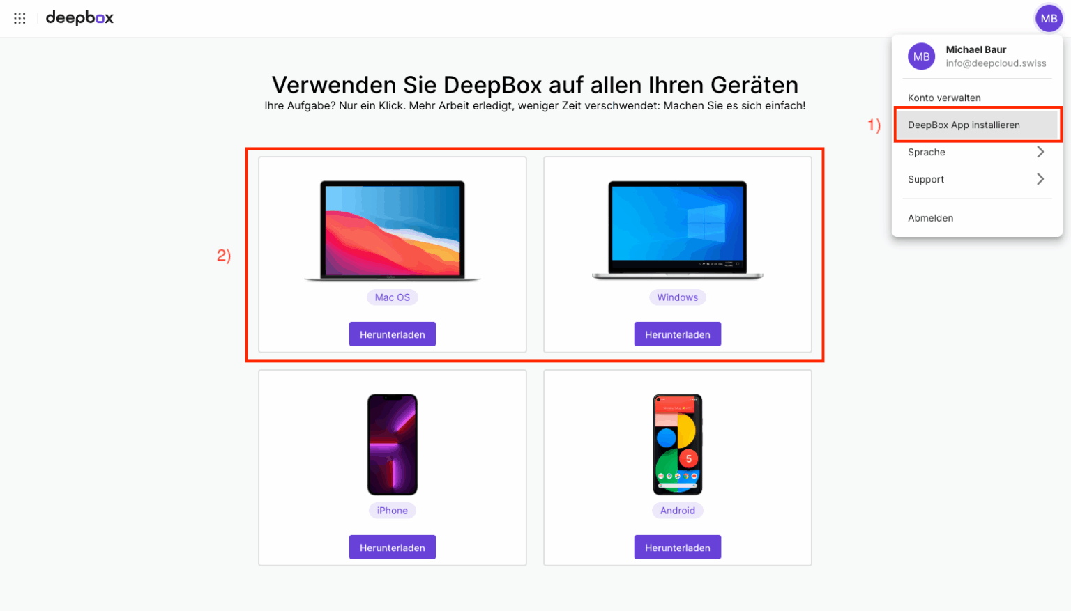 DeepBox Desktop-App - Support